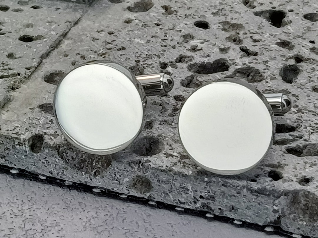 Titanium Steel Round Blank Cufflinks, Blank Cufflink for Men Silver ...