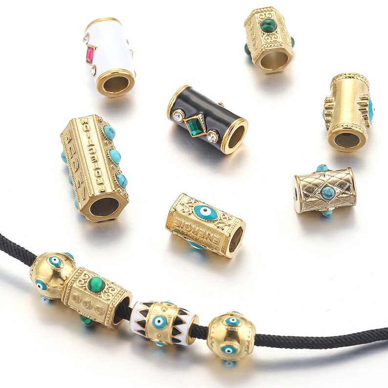 Titanium and Steel Double Sided Enameled Spacer Beads, Devil's Eye ...