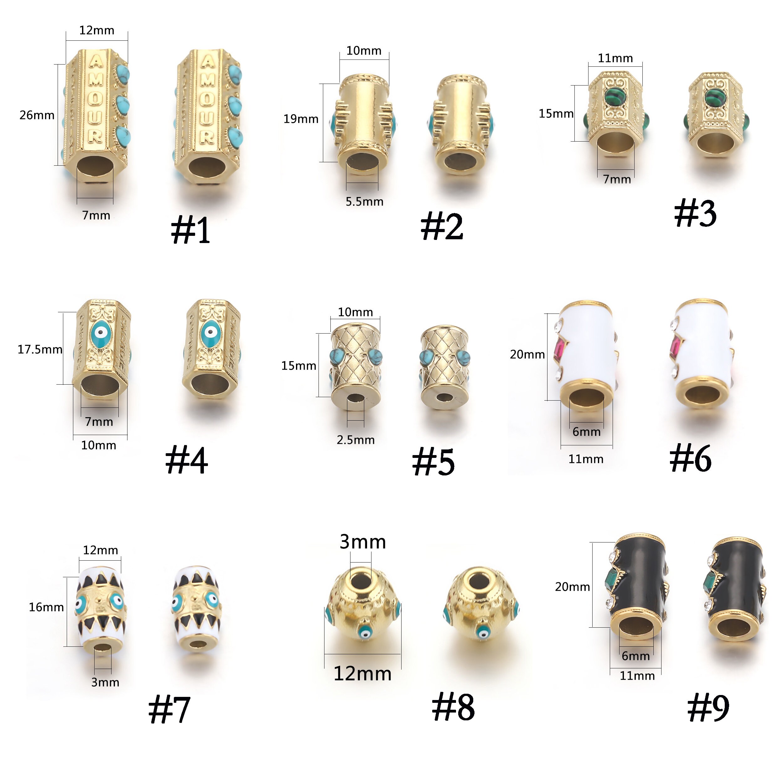 Titanium and Steel Double Sided Enameled Spacer Beads, Devil's Eye ...