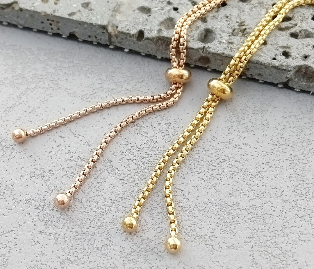 Stainless Steel Bolo Bracelet | Adjustable Round Box Chain Jewelry ...