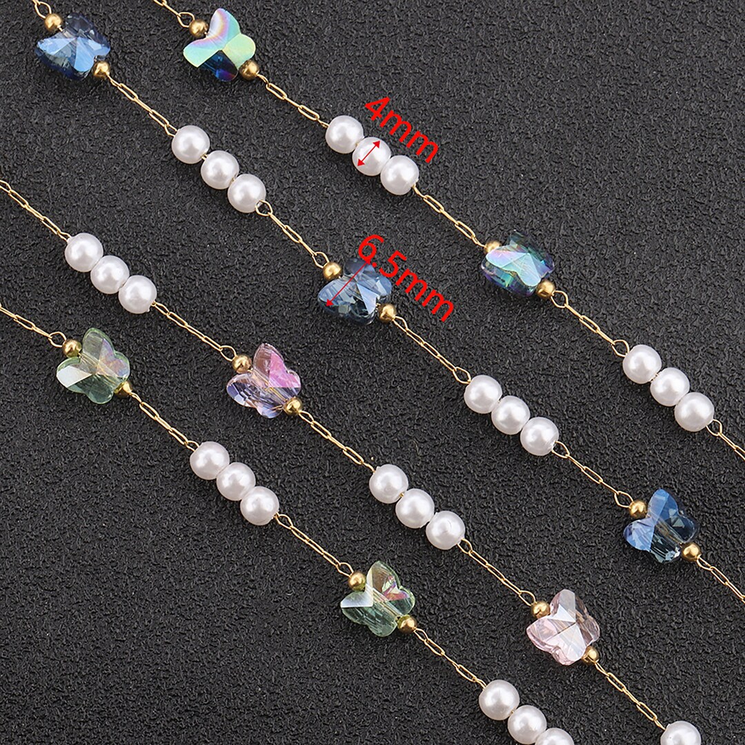 Butterfly Crystal Beaded Chain for Permanent Jewelry Making: 304 ...
