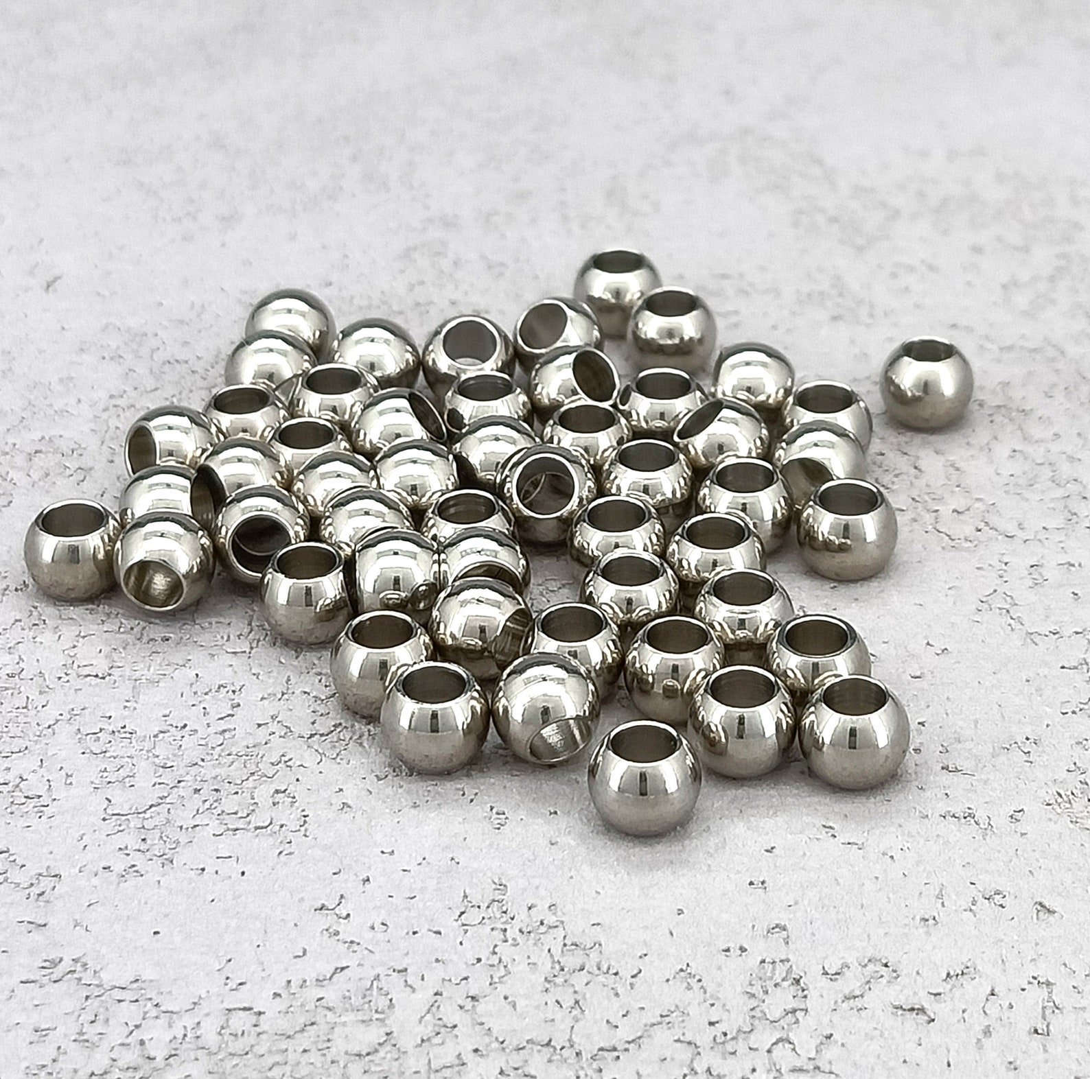 100pcs 304 Stainless Steel Spacer Beads for Jewelry Making, Round Beads ...
