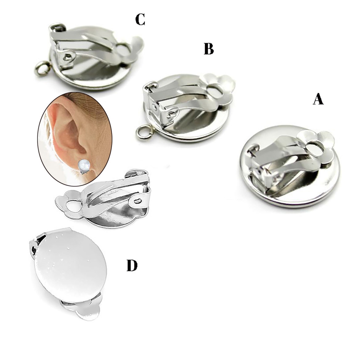 Earring Clips for Non Pierced Ears,stainless Steel Ear Clip Base ...