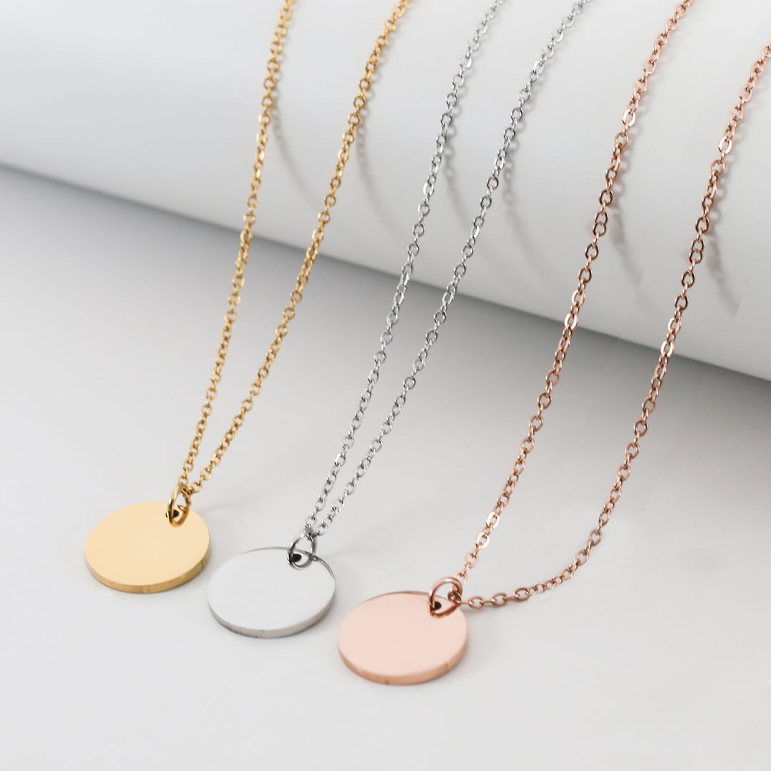 Round Engravable Pendant With 45cm Chain,coin Stamping Blanks Disc Tags ...