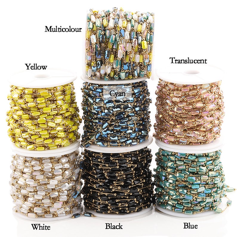 Rectangle Crystal Beaded Chain for Permanent Jewelry Making: the ...