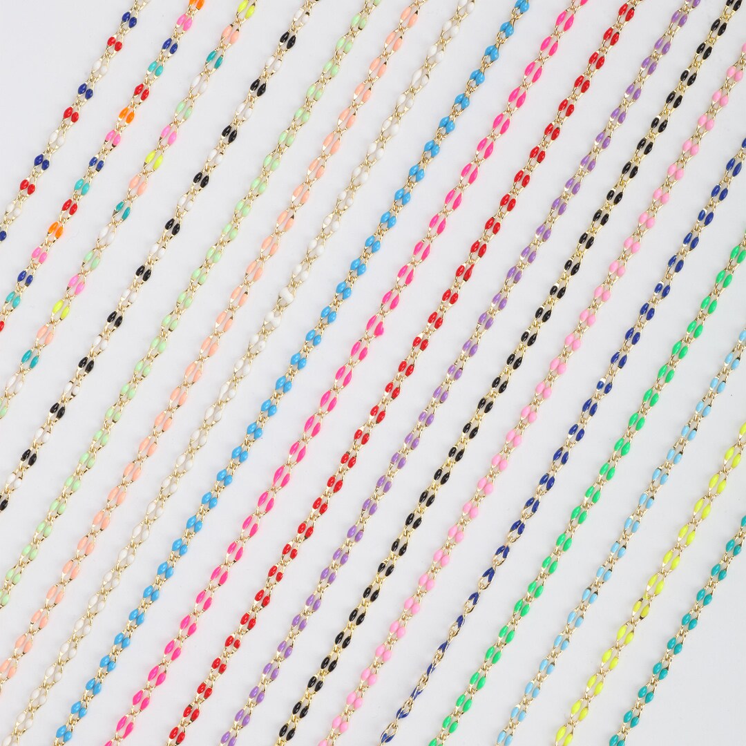 Multi Color Enamel Chain,perfect Enamel Rolo Cable Paperclip Chain for ...