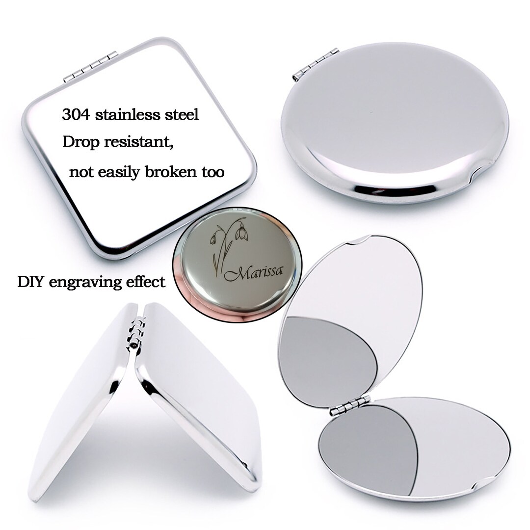 Personalized Engraved Mirror,custom Compact Mirror,silver Compact ...