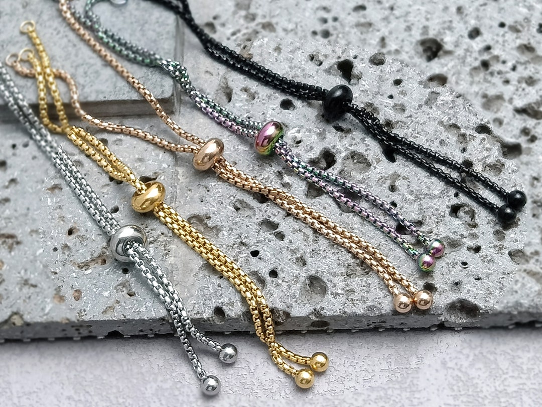 1.8 Stainless Steel Bolo Bracelet Adjustable Round Box Chain for ...