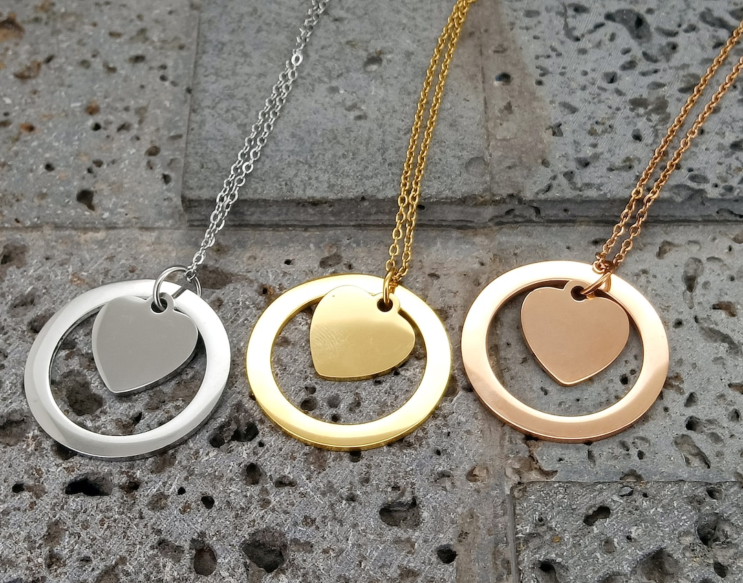 Engravable Necklace, Blank Charms With 45cm Chain|304 Stainless Steel ...