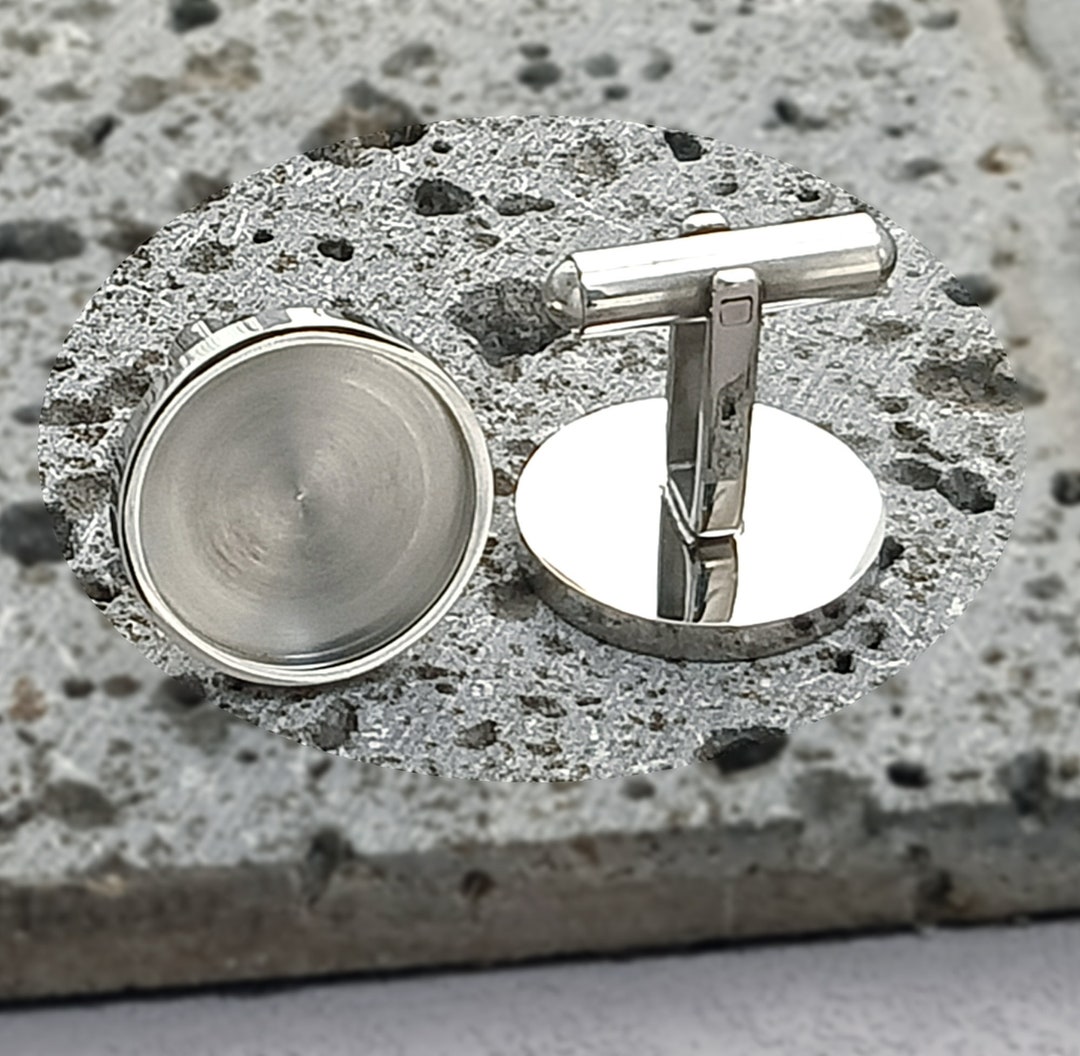 High Quality Titanium Steel Cufflink Base for 15mm 16mm Glass Cabochon ...