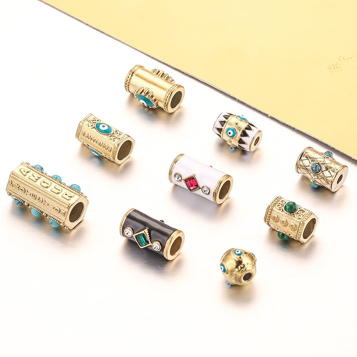 Titanium and Steel Double Sided Enameled Spacer Beads, Devil's Eye ...