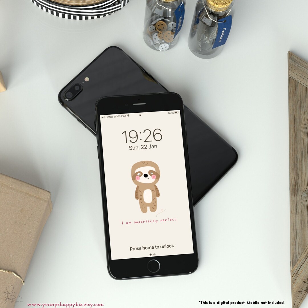 Sloth Mobile Digital Wallpapers With Affirmations 24, iPhone Android Mobile Wallpaper, Digital ...