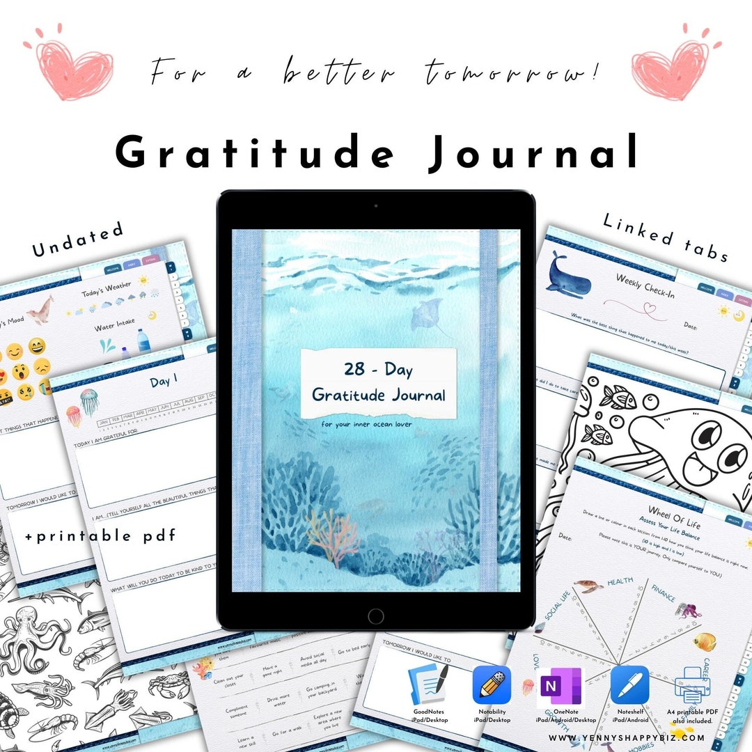Digital Gratitude Journal Self-care Journal Ocean Goodnotes - Etsy
