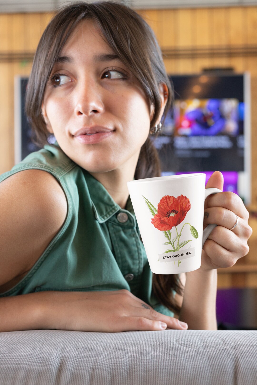 Stay Ground Red Poppy Coffee Lovers Latte Mug - Etsy