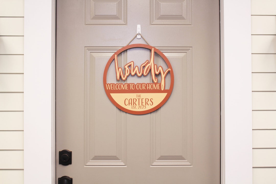 Howdy Wreath | Welcome Door Hanger for Porch | Front Door Sign | Howdy ...