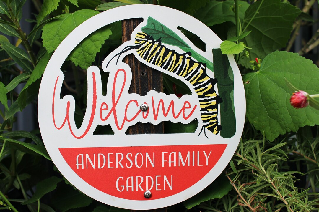 Custom Caterpillar Garden Sign | Welcome Garden Sign | Family Garden ...