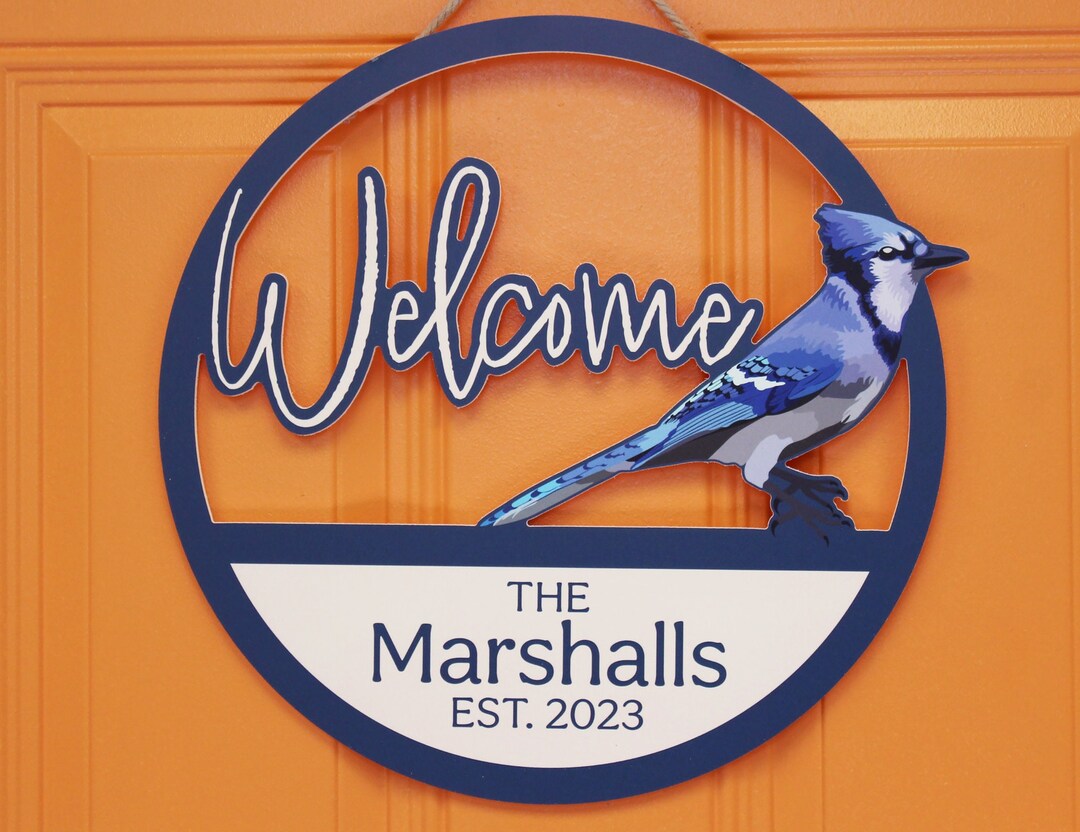 Blue Jay Door Hanger for Porch Front Door Sign With Blue Jay - Etsy