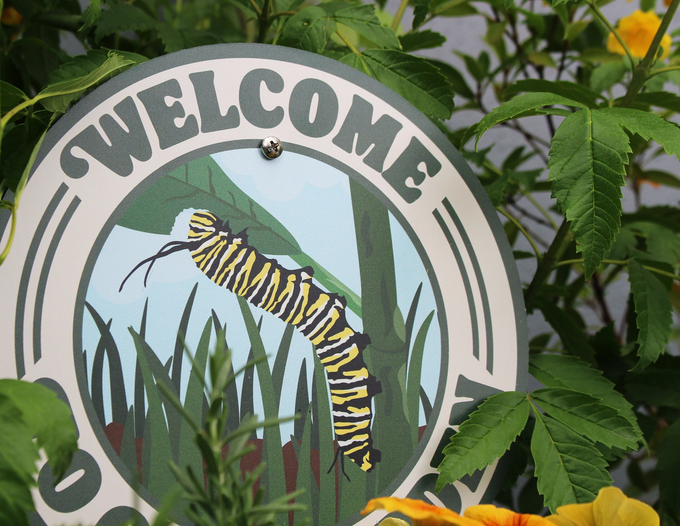 Monarch Caterpillar Garden Sign Welcome Garden Sign - Etsy