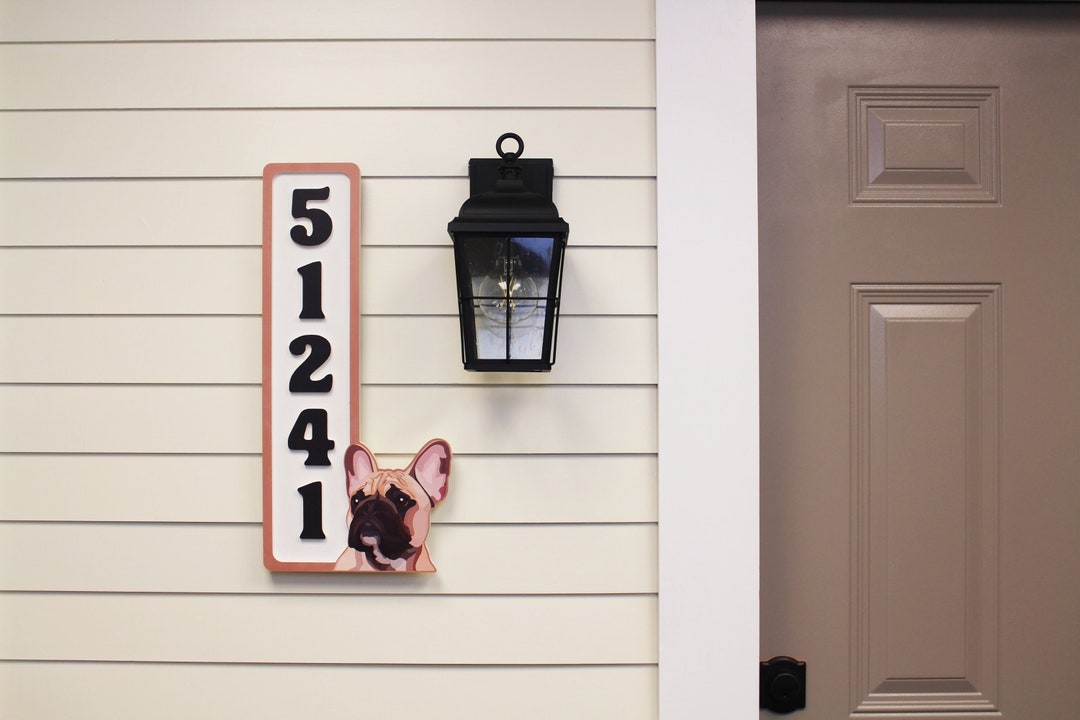 French Bulldog Address Sign Frenchie Dog Modern House Numbers Custom ...