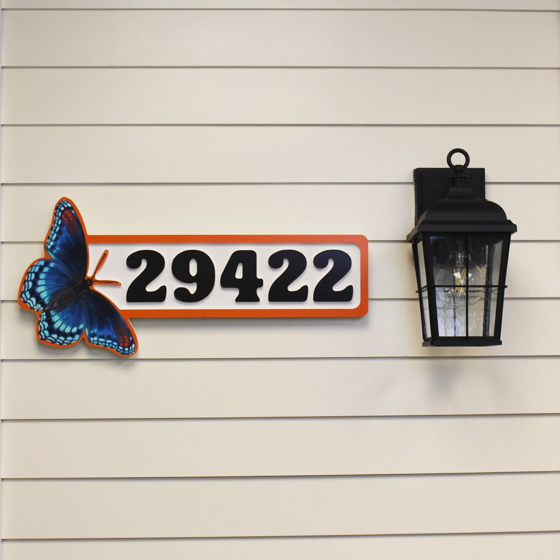 Blue Butterfly Address Sign Pollinator Friendly Modern House Numbers ...