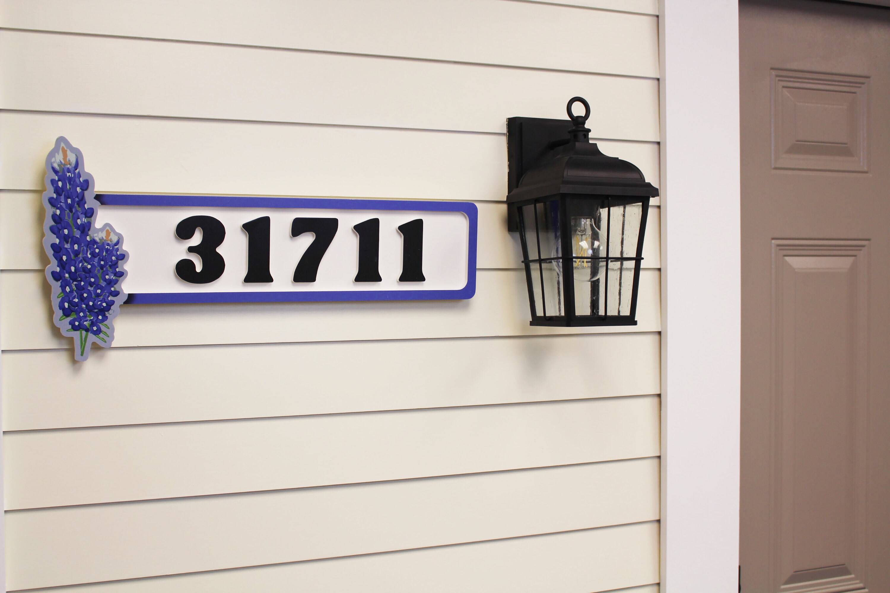Blue Bonnet Address Sign for House • Modern Home Porch Numbers Plaque ...