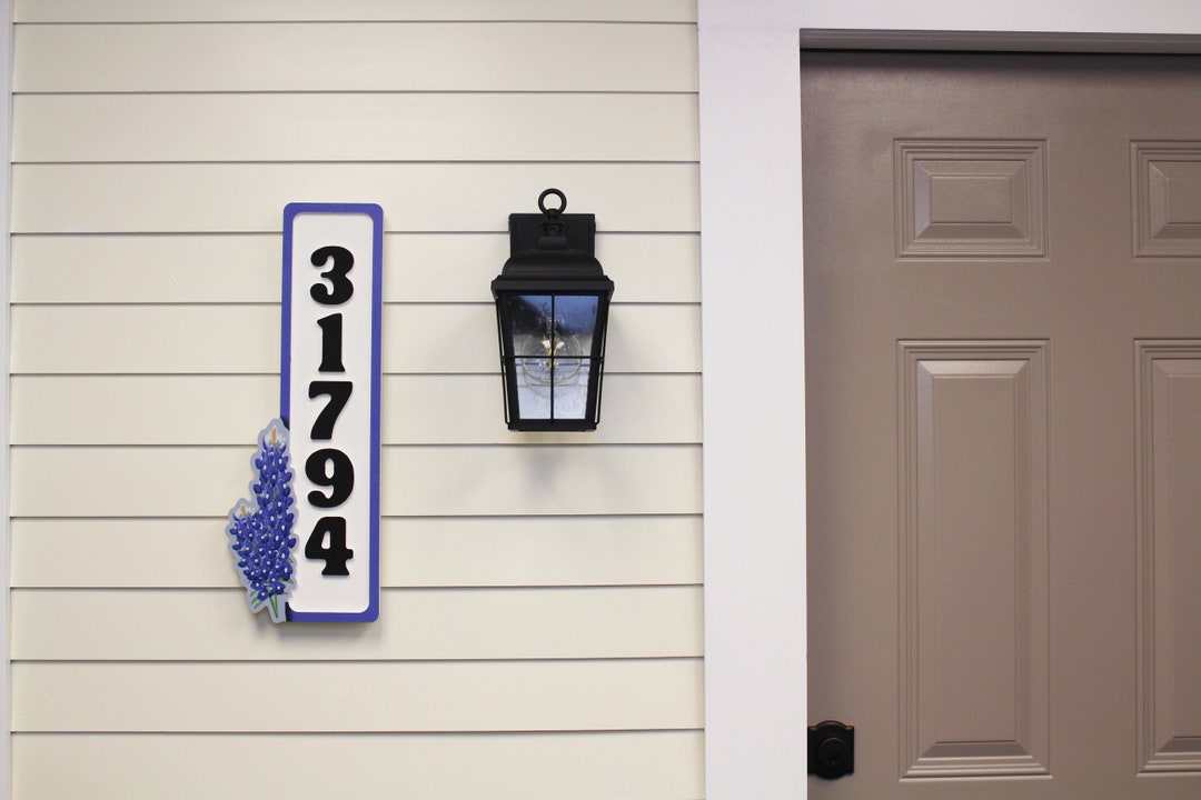 Blue Bonnet Address Sign for House • Modern Home Porch Numbers Plaque ...