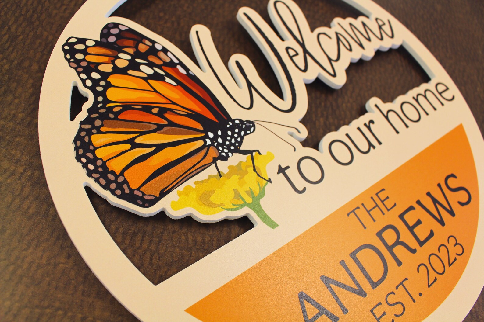 Monarch Butterfly Wreath Welcome Door Hanger for Porch Front Door Sign ...