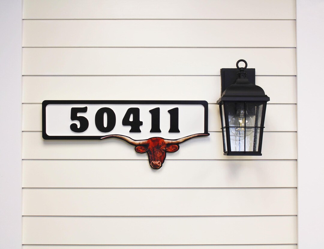 Texas Longhorn Address Sign • Rancher Lodge Nature Home Numbers Plaque ...