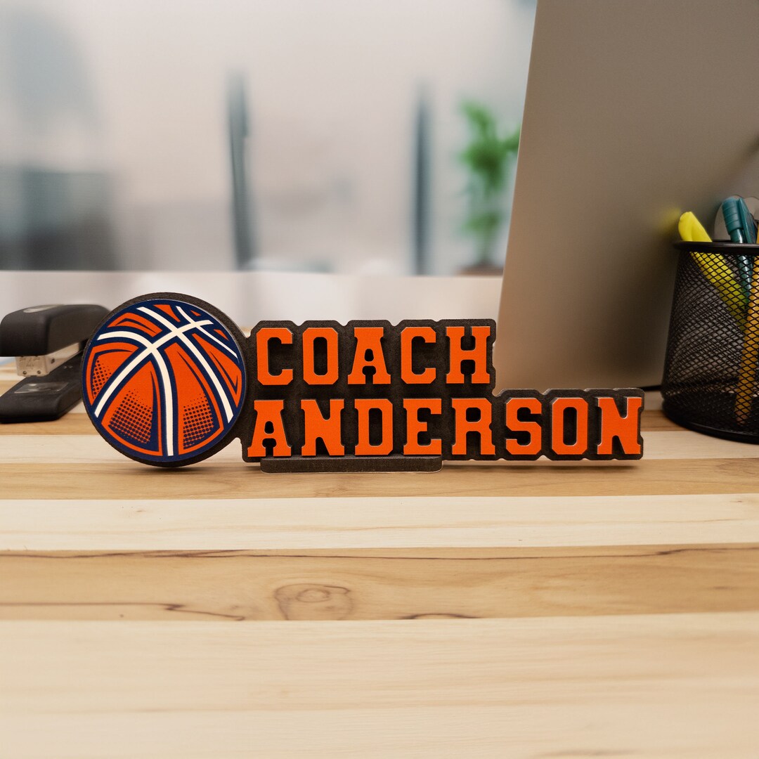 Personalized Basketball Desk Name Plate: Coach Gift, 3D Office Decor - Etsy