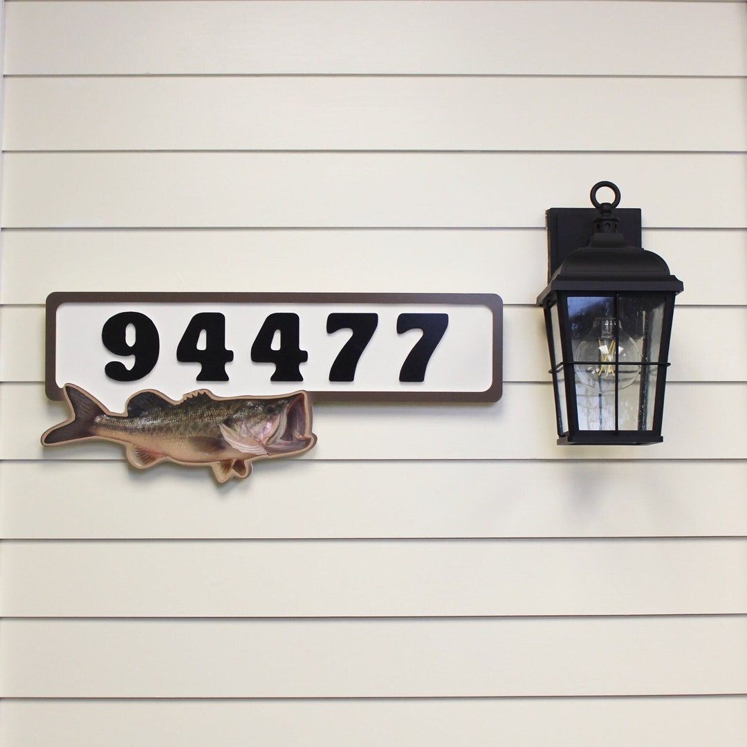 Large Mouth Bass Fish Address Sign Fishing House Numbers - Etsy
