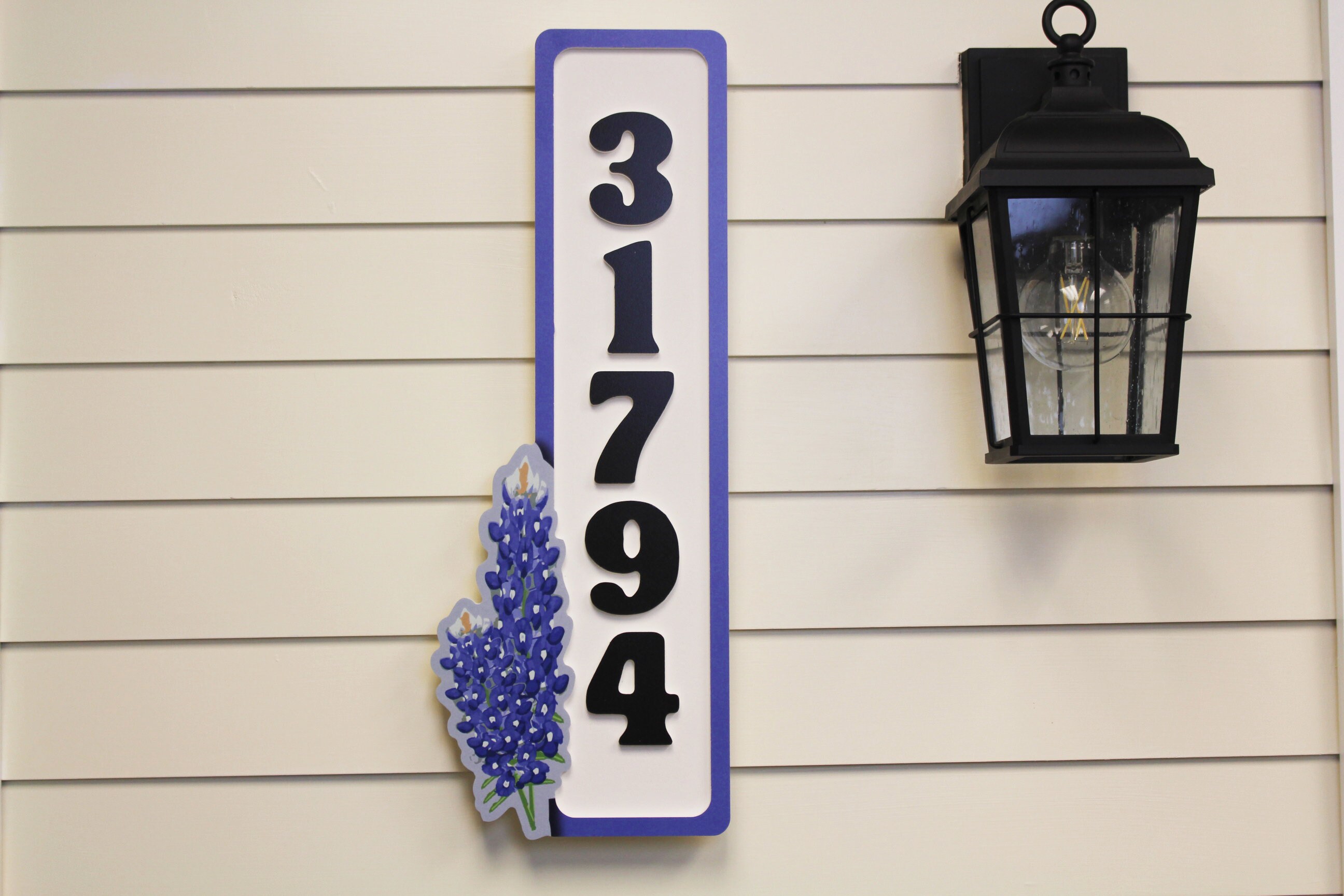 Blue Bonnet Address Sign for House • Modern Home Porch Numbers Plaque ...
