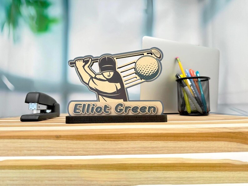 Personalized Golf Desk Name Plate, Custom Golf Swing Plaque, Unique ...