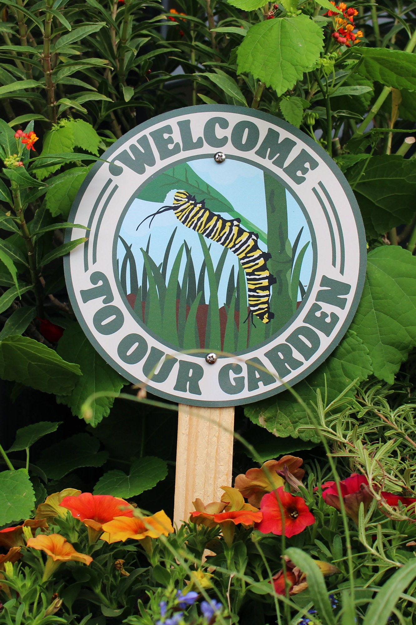 Monarch Caterpillar Garden Sign Welcome Garden Sign - Etsy