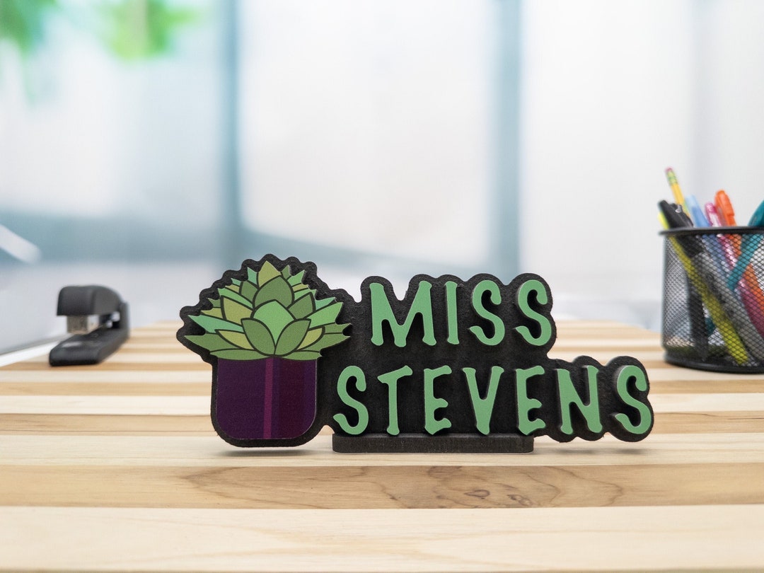 Custom Succulent Desktop Nameplate, Personalized Office Decor, Unique ...