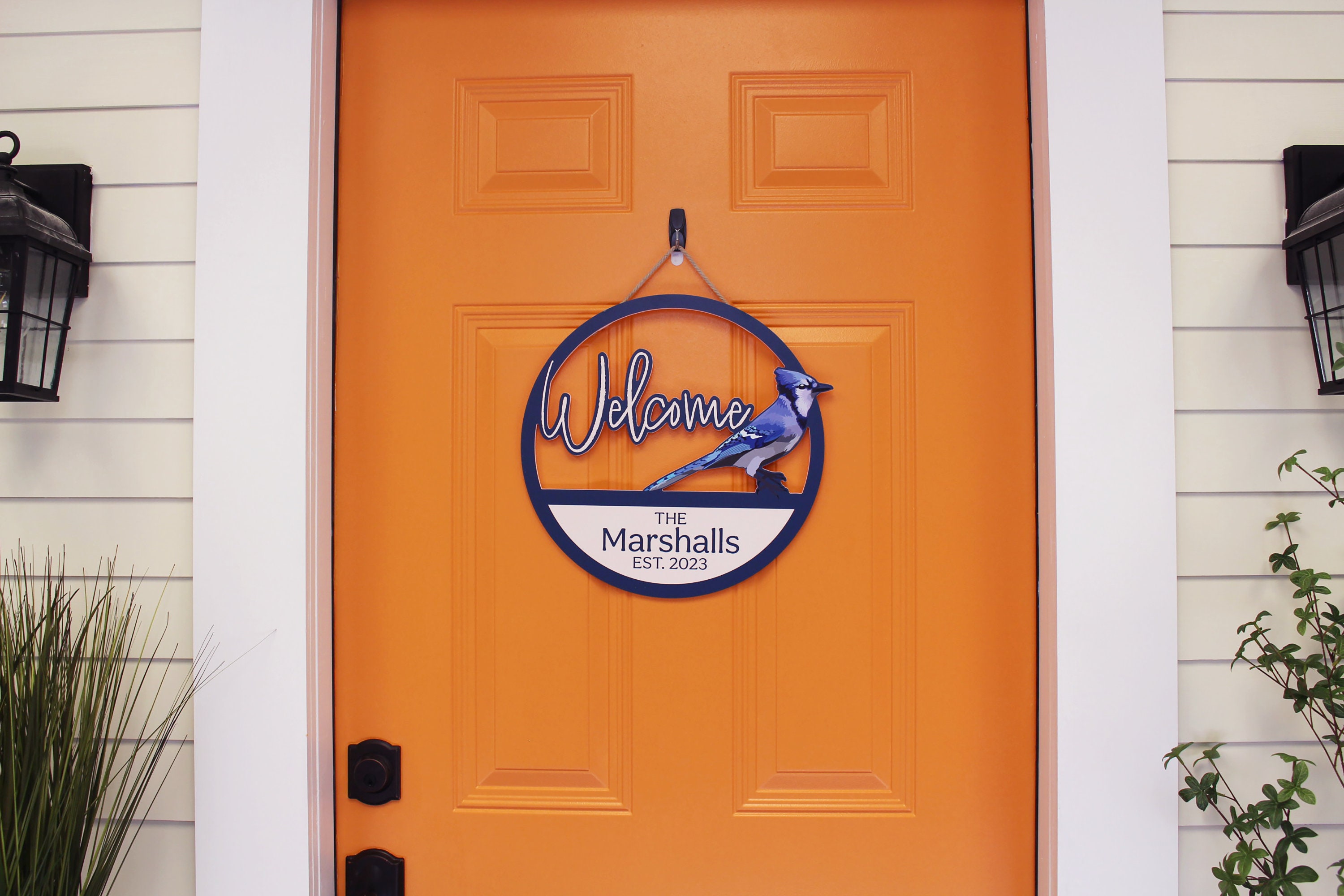 Blue Jay Door Hanger for Porch Front Door Sign With Blue Jay - Etsy