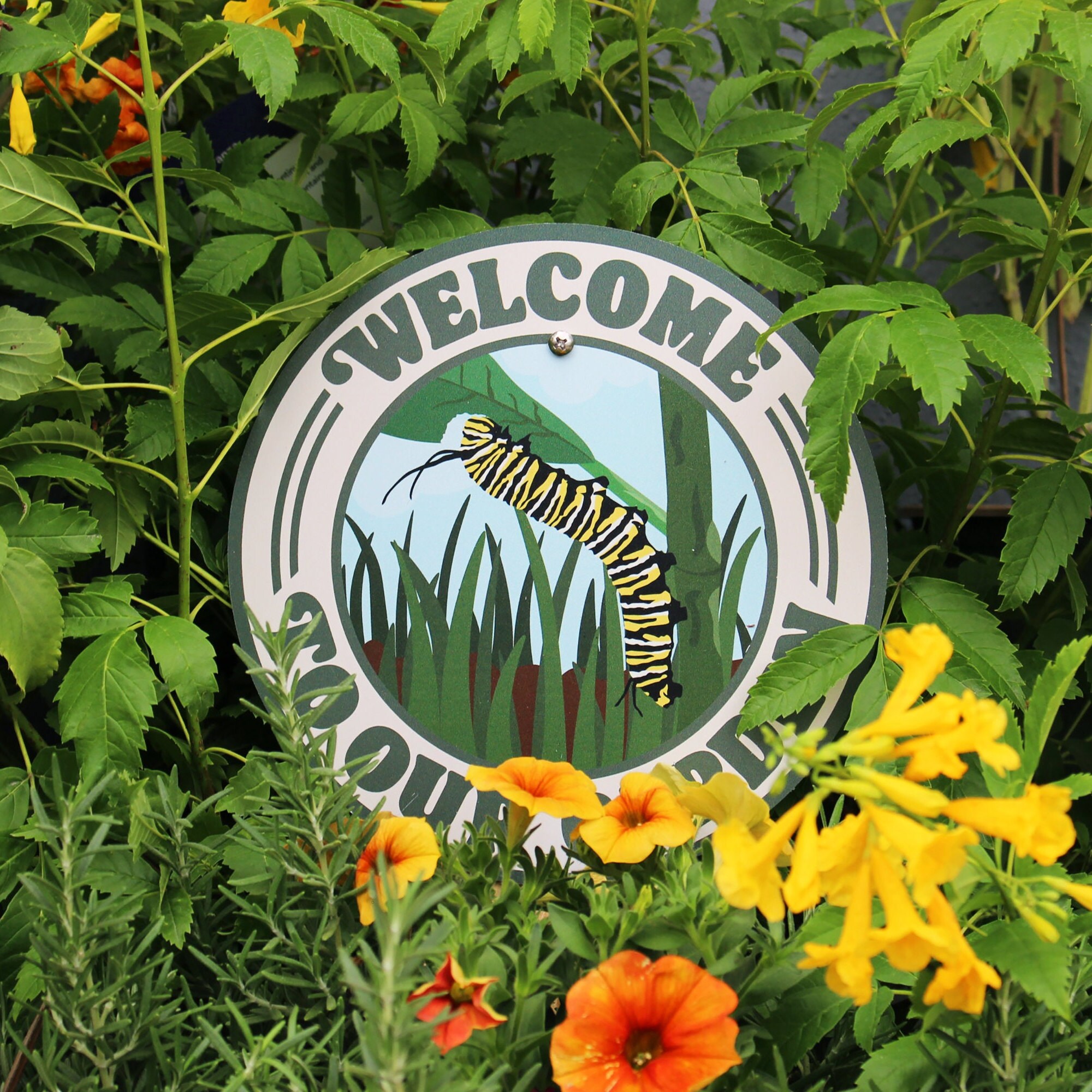 Monarch Caterpillar Garden Sign Welcome Garden Sign - Etsy