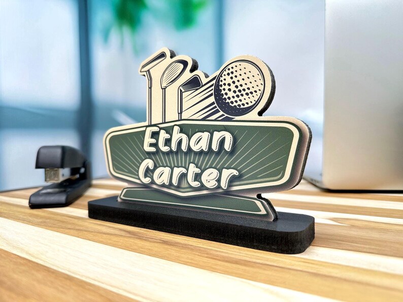 Personalized Golf Desk Name Plate: Golf Club Office Decor - Etsy