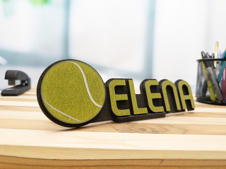 Custom Desktop Nameplate With Tennis Ball Theme, Personalized Plaque ...