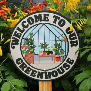 Greenhouse Garden Sign | Welcome Garden Sign | Victory Garden - Etsy