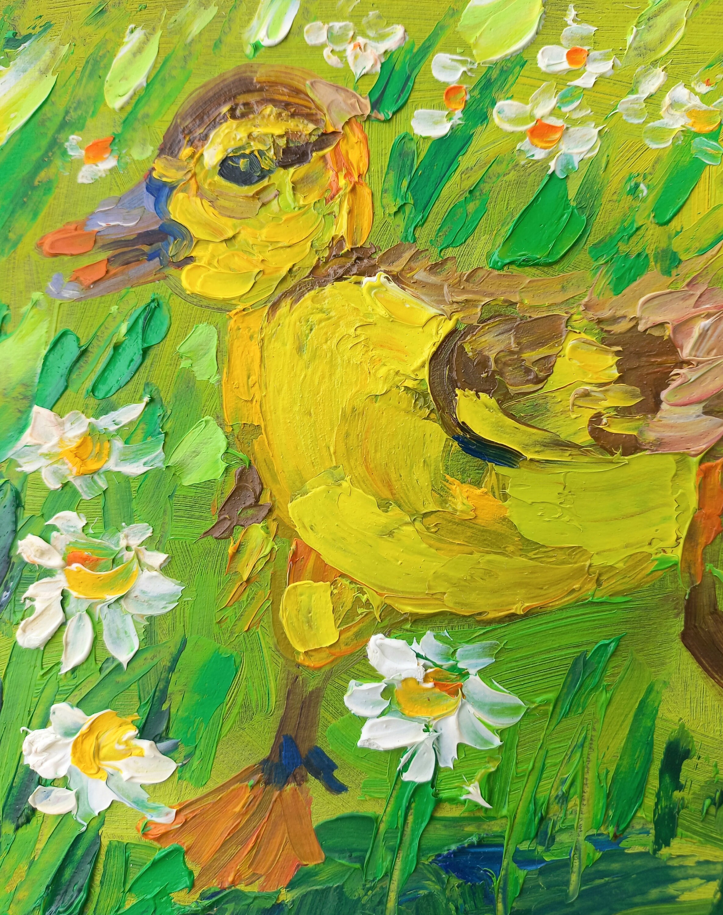 Duck Painting Original Art Duckling Painting Animal Impasto Small ...