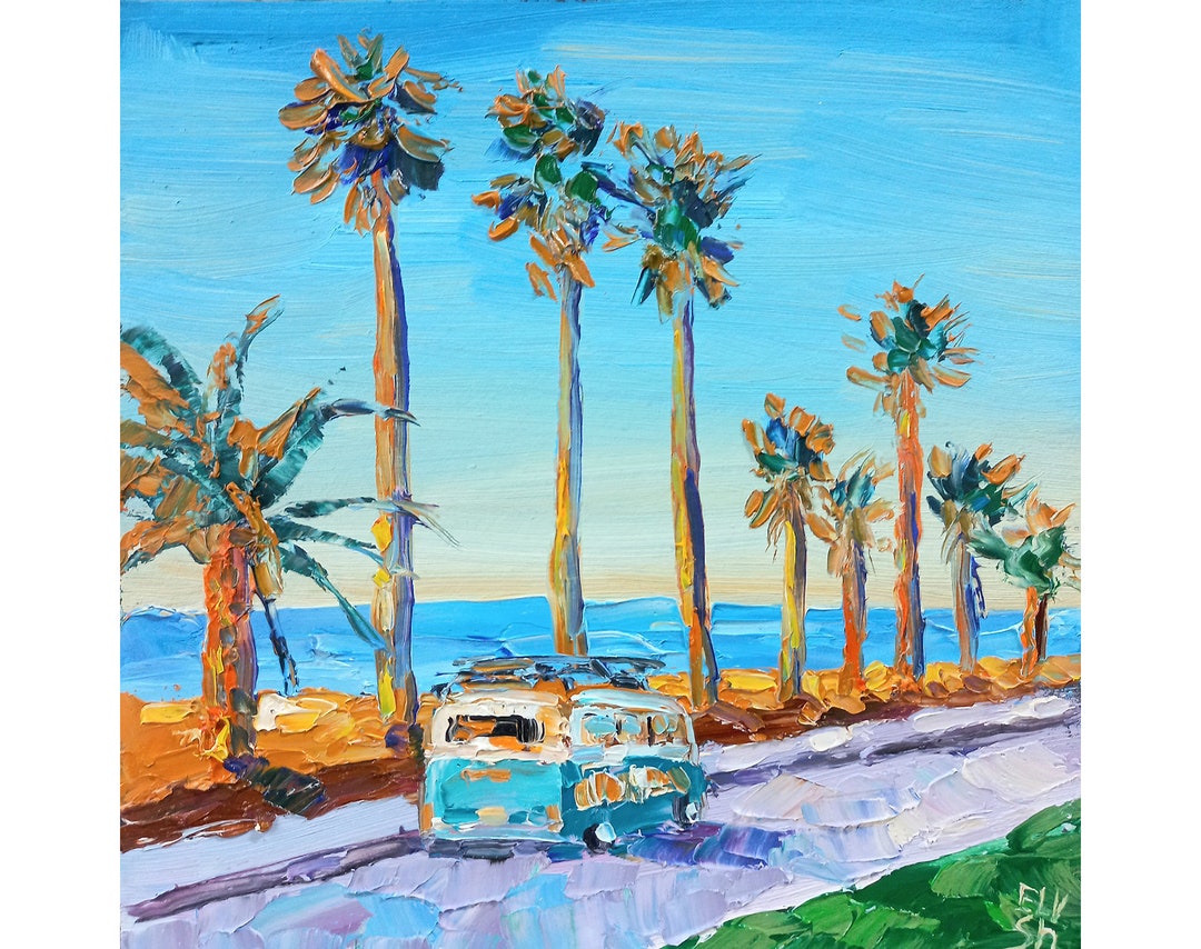 Miami Beach Painting Original Art Florida Painting Van Road Painting 8/ ...