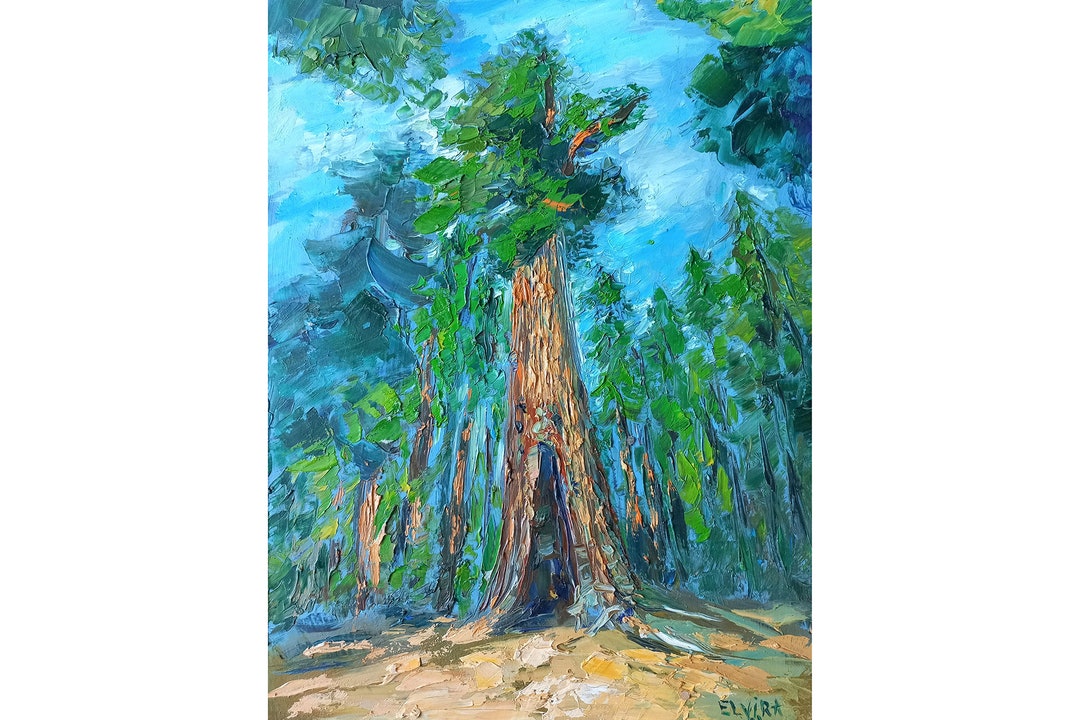 Sequoia National Park Oil Painting: California Tree Art (12x16 Inches ...