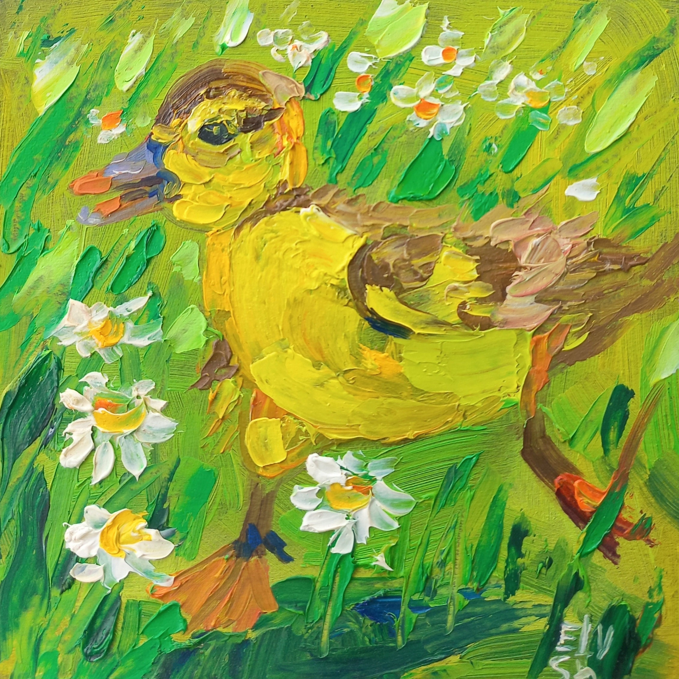 Duck Painting Original Art Duckling Painting Animal Impasto Small ...