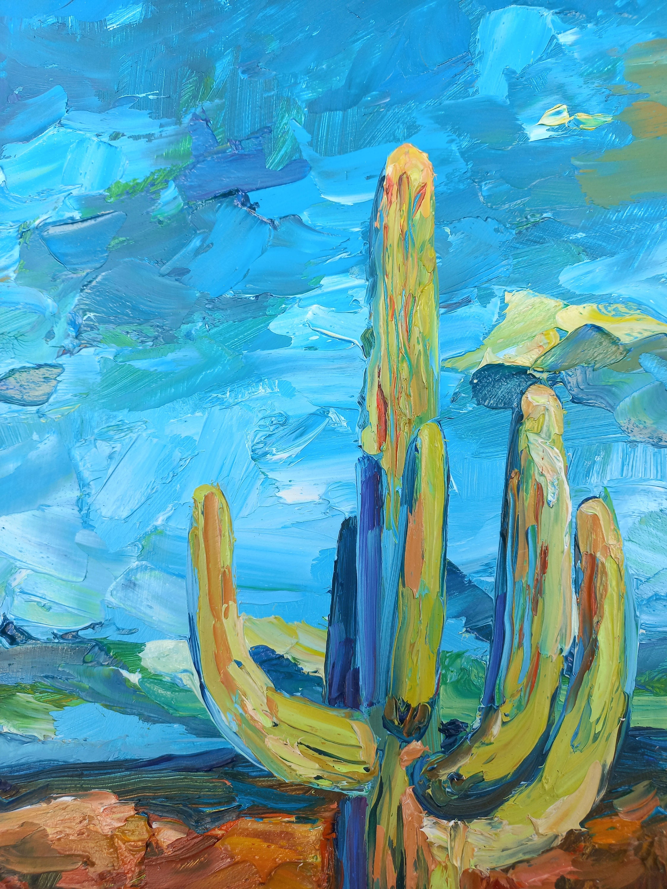 Arizona Desert Painting Original Art Cactus Painting Desert Wall Art 12 ...