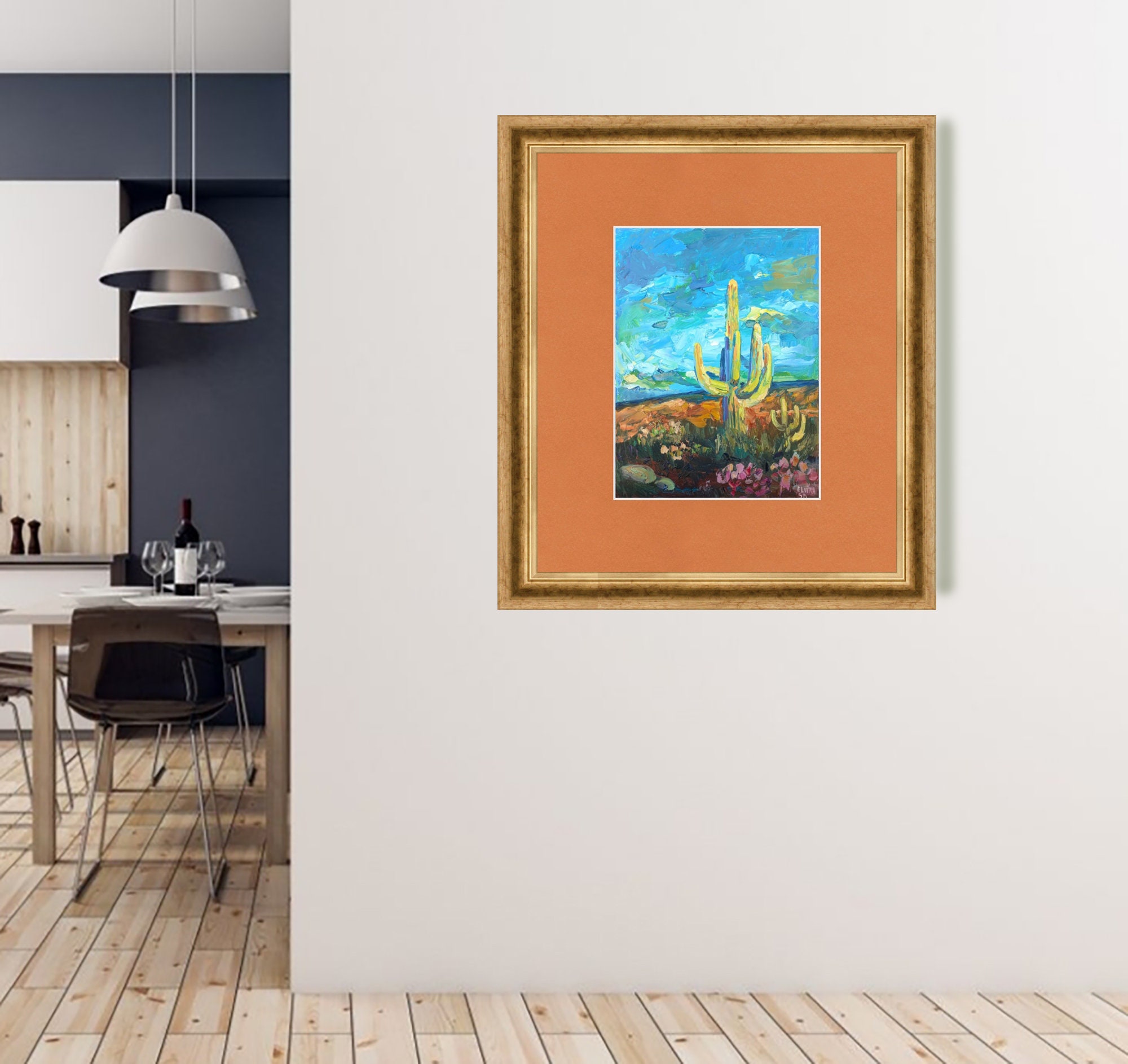 Arizona Desert Painting Original Art Cactus Painting Desert Wall Art 12 ...