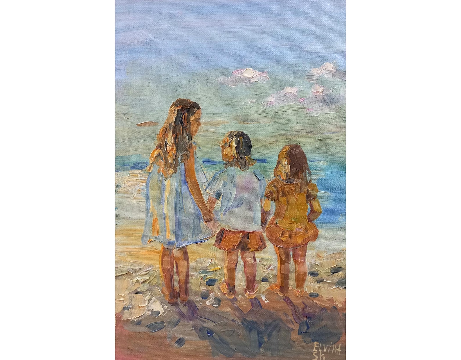 Children Painting Sister Original Art Brothers Painting Children Wall ...