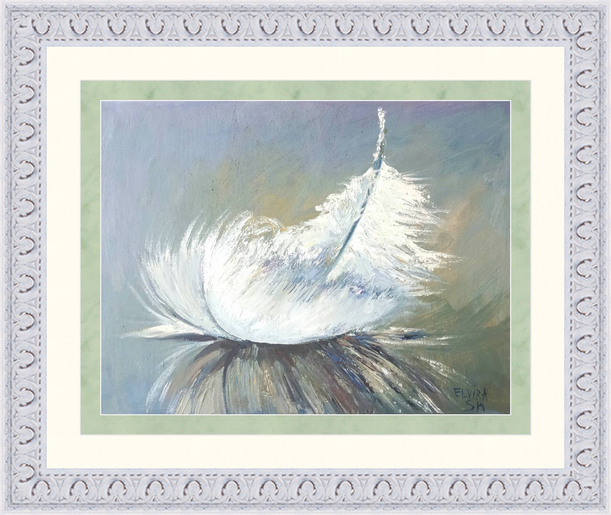 Feather Painting Bird Original Art Canvas Original Painting 16/12 ...