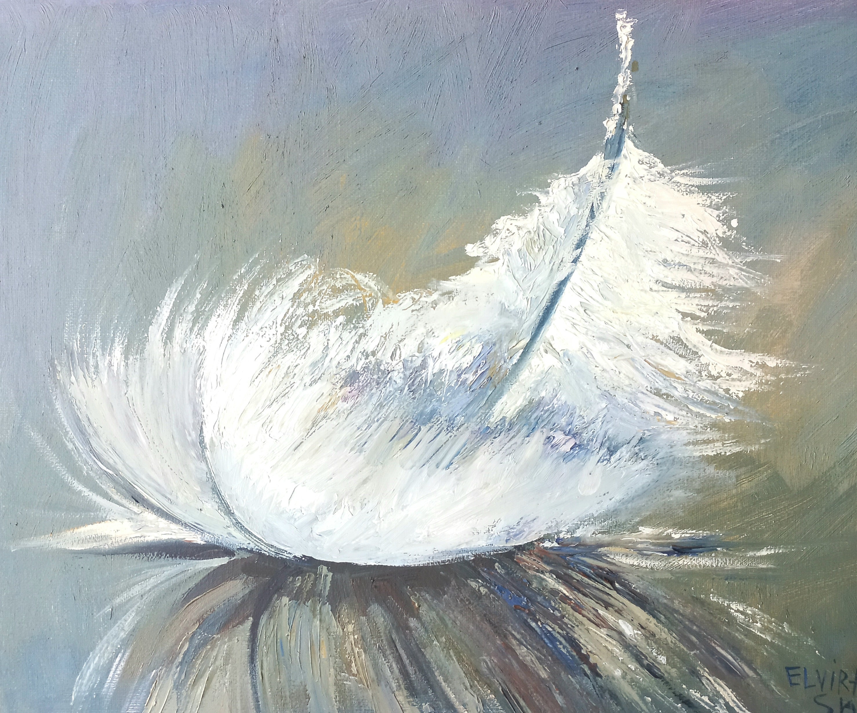Feather Painting Bird Original Art Canvas Original Painting 16/12 ...