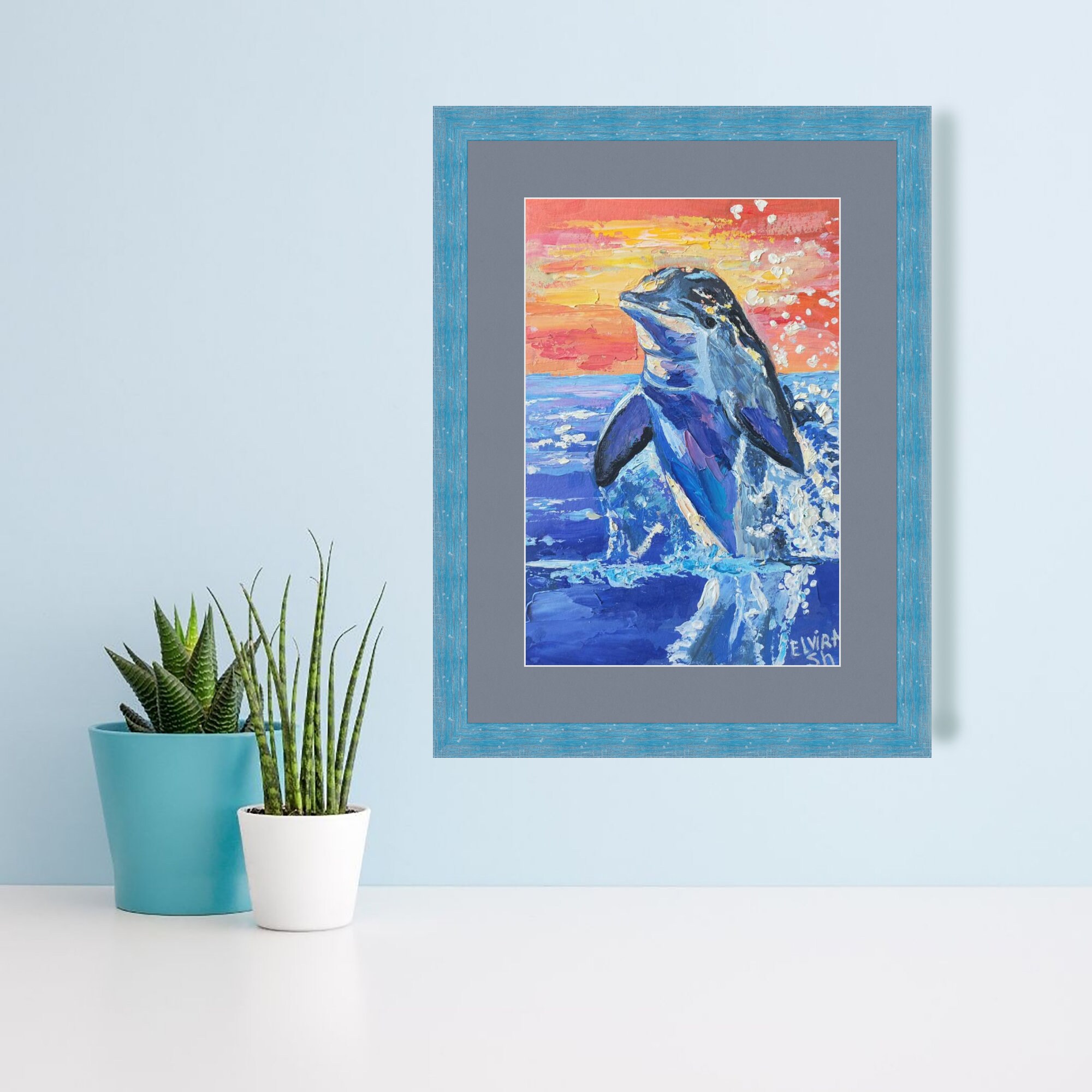 Original Dolphin Oil Painting: Wildlife Animal Art (8x12 Inches) - Etsy