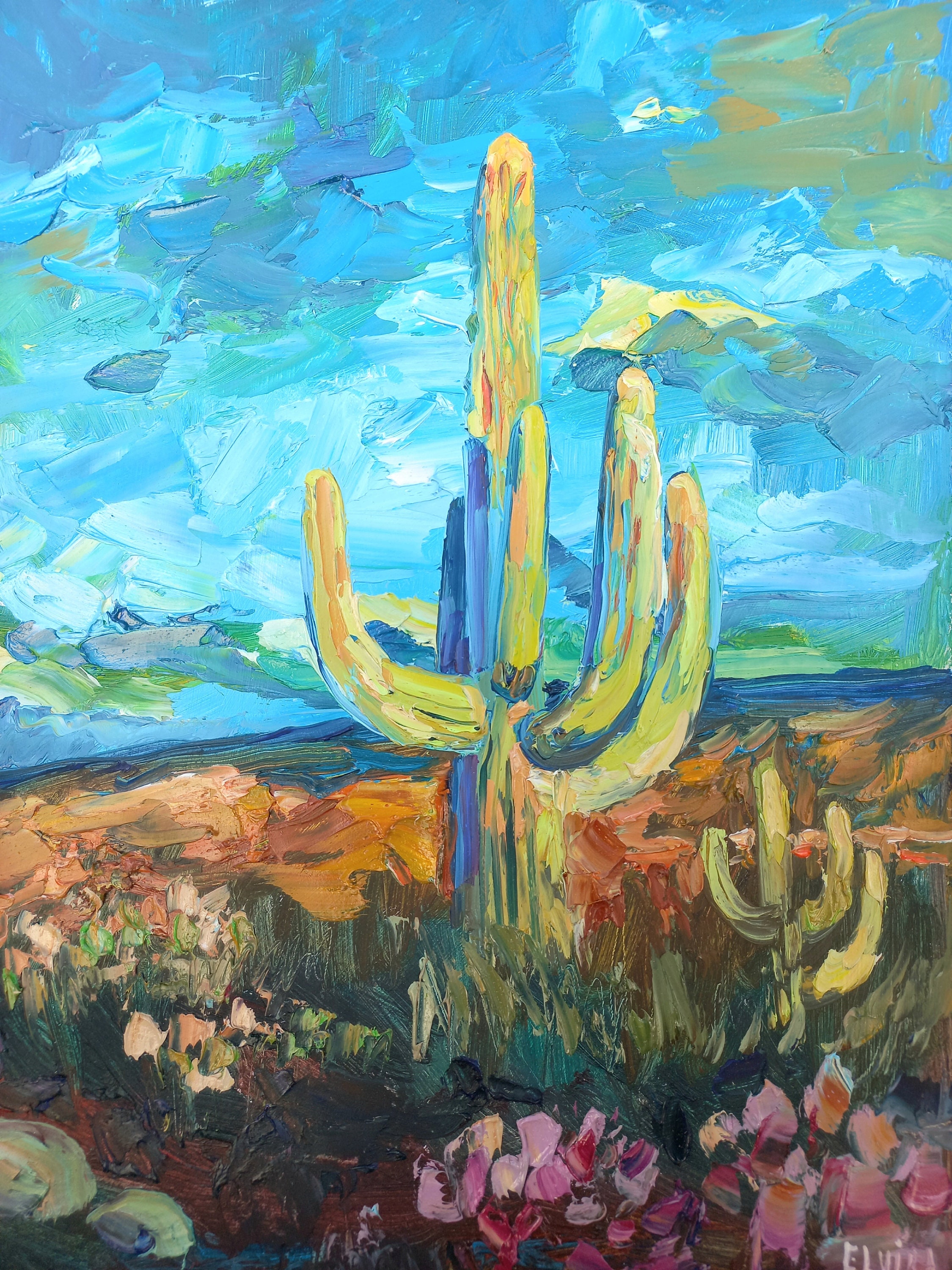 Arizona Desert Painting Original Art Cactus Painting Desert Wall Art 12 ...